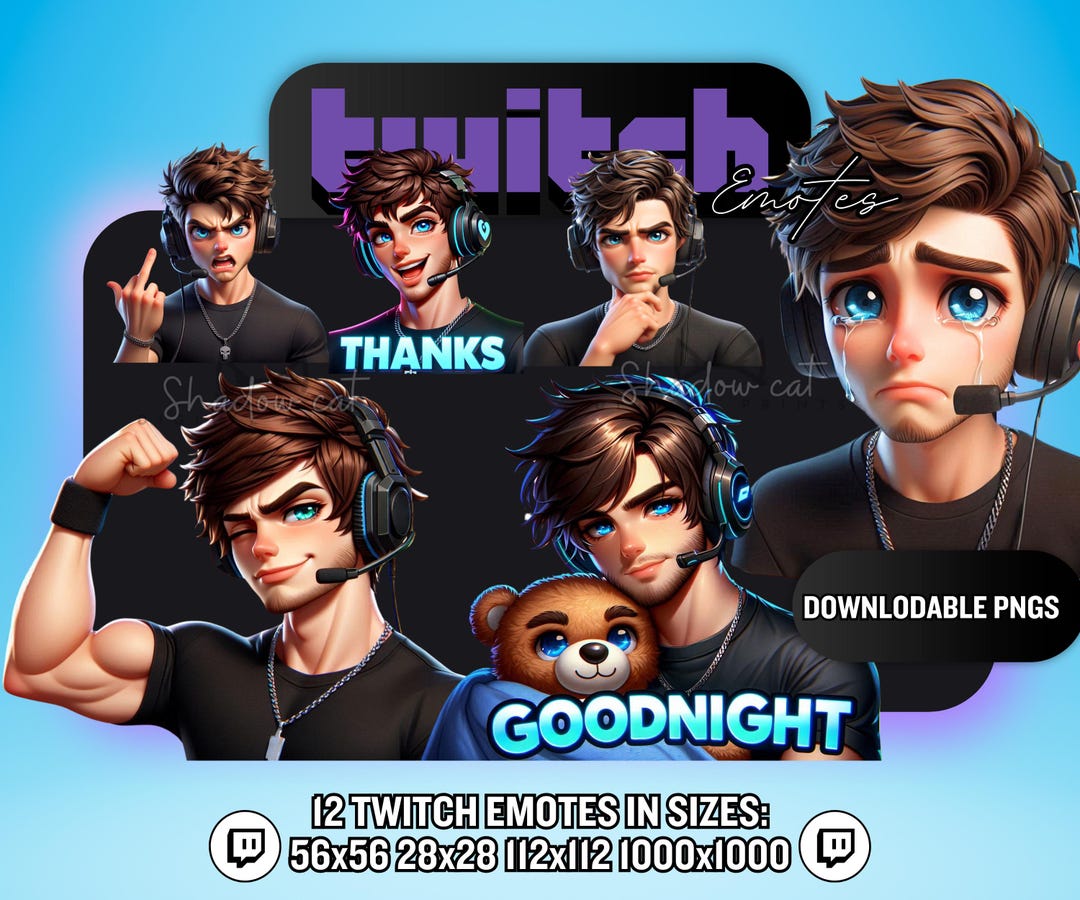 Male Twitch Emotes / 12 Brown Hair Blue Eyed Guy Twitch Emojis ...