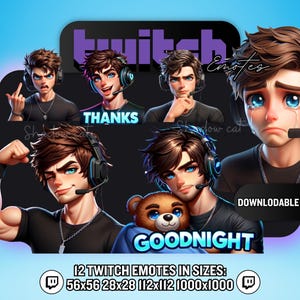 Male Twitch Emotes / 12 Brown Hair Blue Eyed Guy Twitch Emojis ...