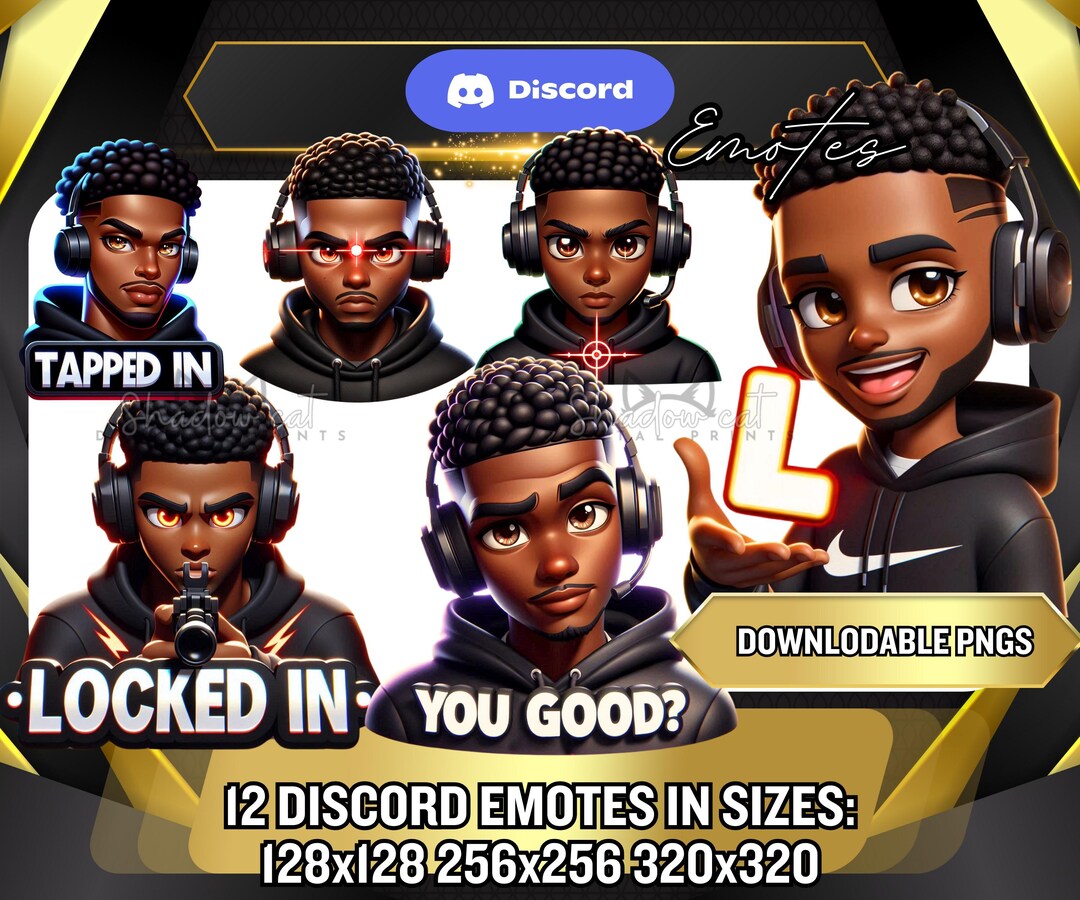 Black Man Emotes / 12 Black Boy Male Streamer Discord Emojis - Instant ...