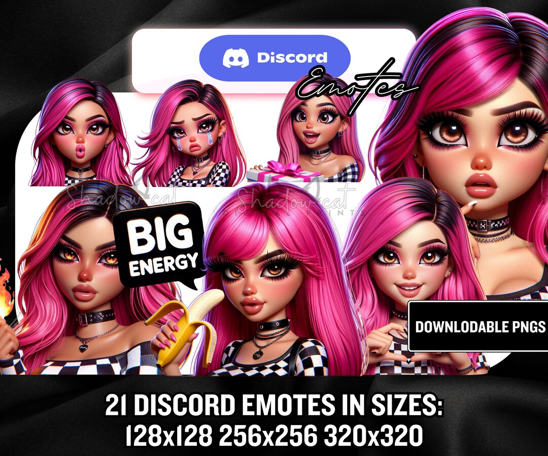 Discord Emotes / 21 Pink Hair Girl Emotes / Pink Haired Streamer Girl ...