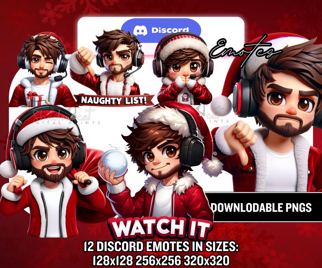 Male Discord Emotes / 12 Brown Hair Guy Discord Emojis / Christmas ...