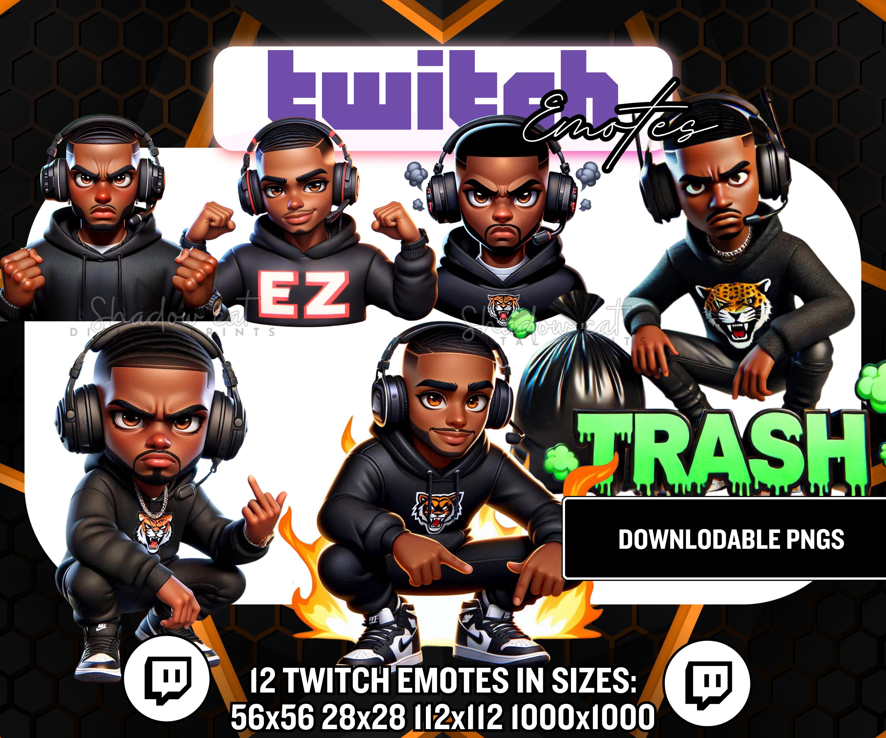 Black Man Twitch Emotes / 12 Black Guy Twitch Emojis / Black Boy Male ...