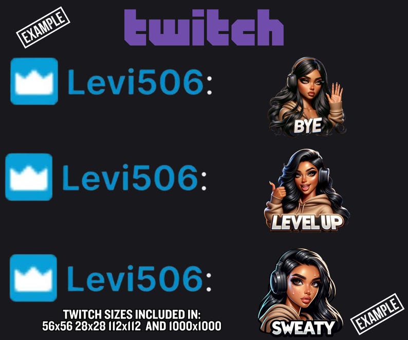 Brunette Gamer Girl Twitch Emotes, Kawaii Streamer Emojis (PNG Files ...