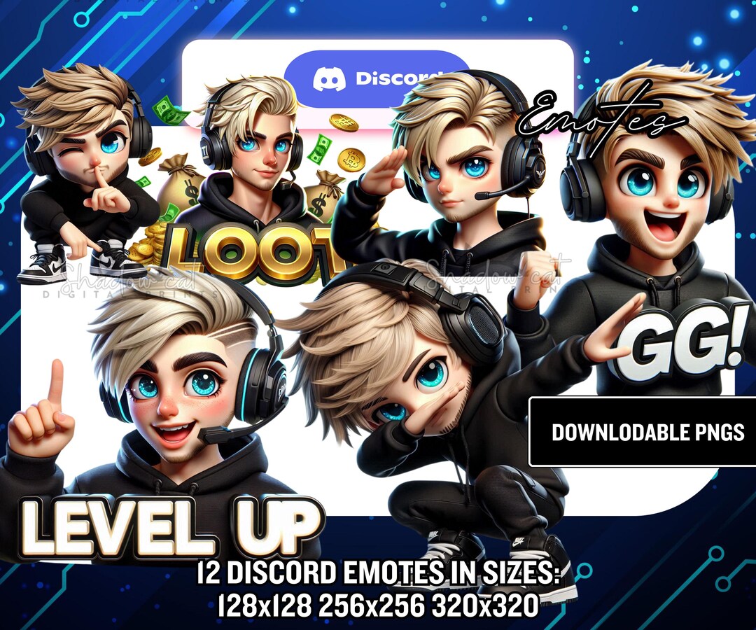 Discord Emotes / 12 Blonde Hair Discord Emotes / Male Boy Streamer ...