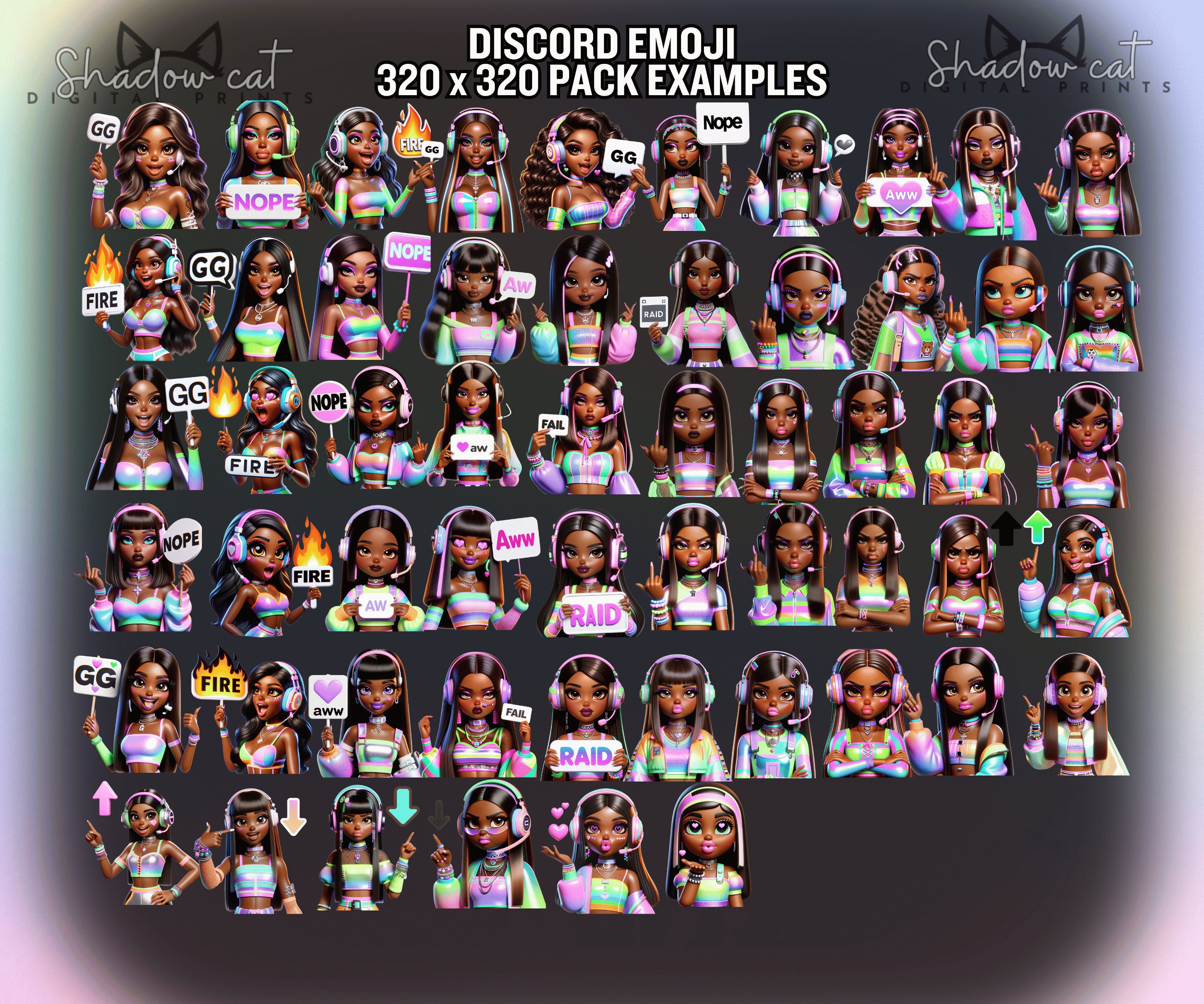 Anime Black Girl Twitch Emotes / 57 Chibi Black Girl Streamer Discord ...