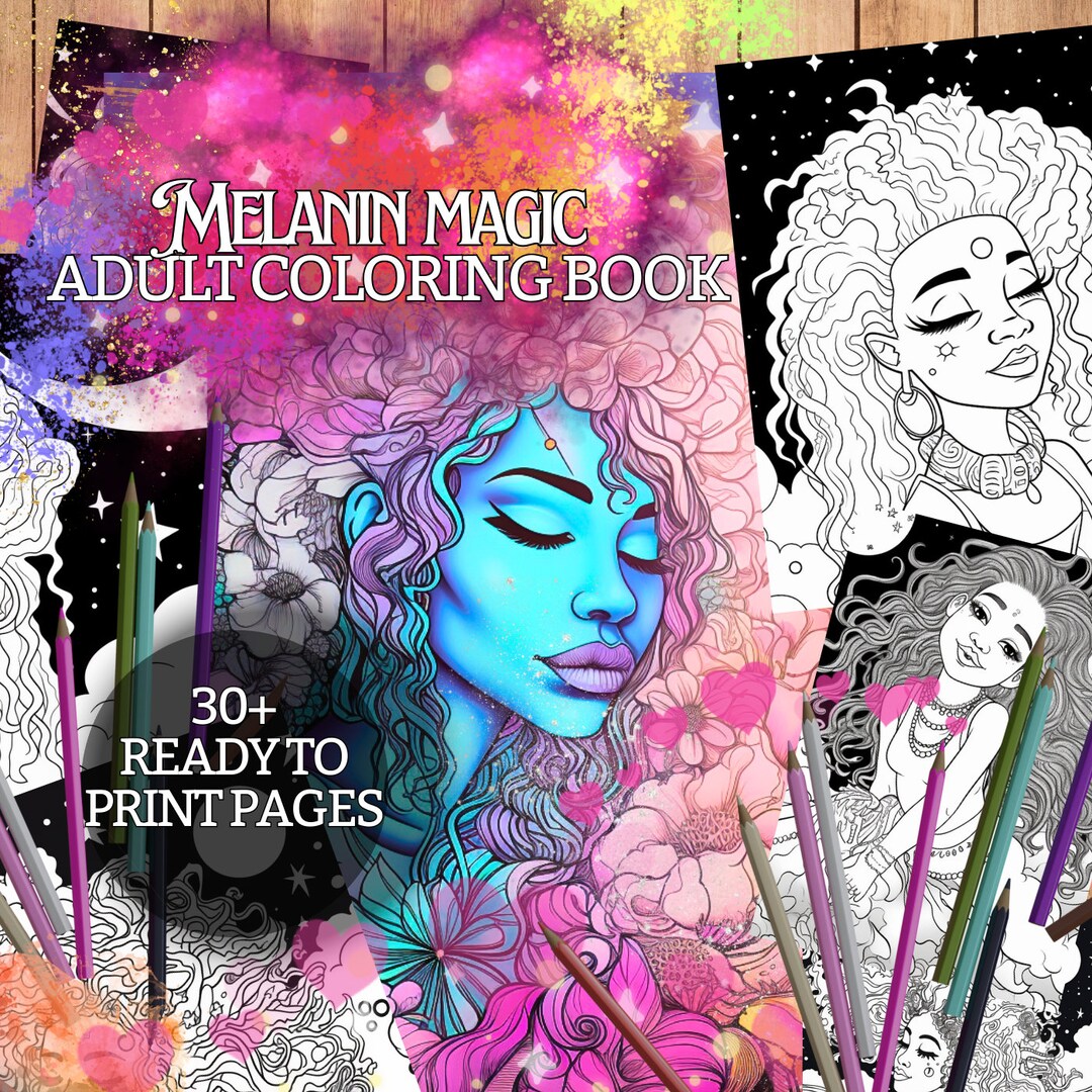 Melanin Magic Adult Coloring Book 30 Page Coloring Book for - Etsy