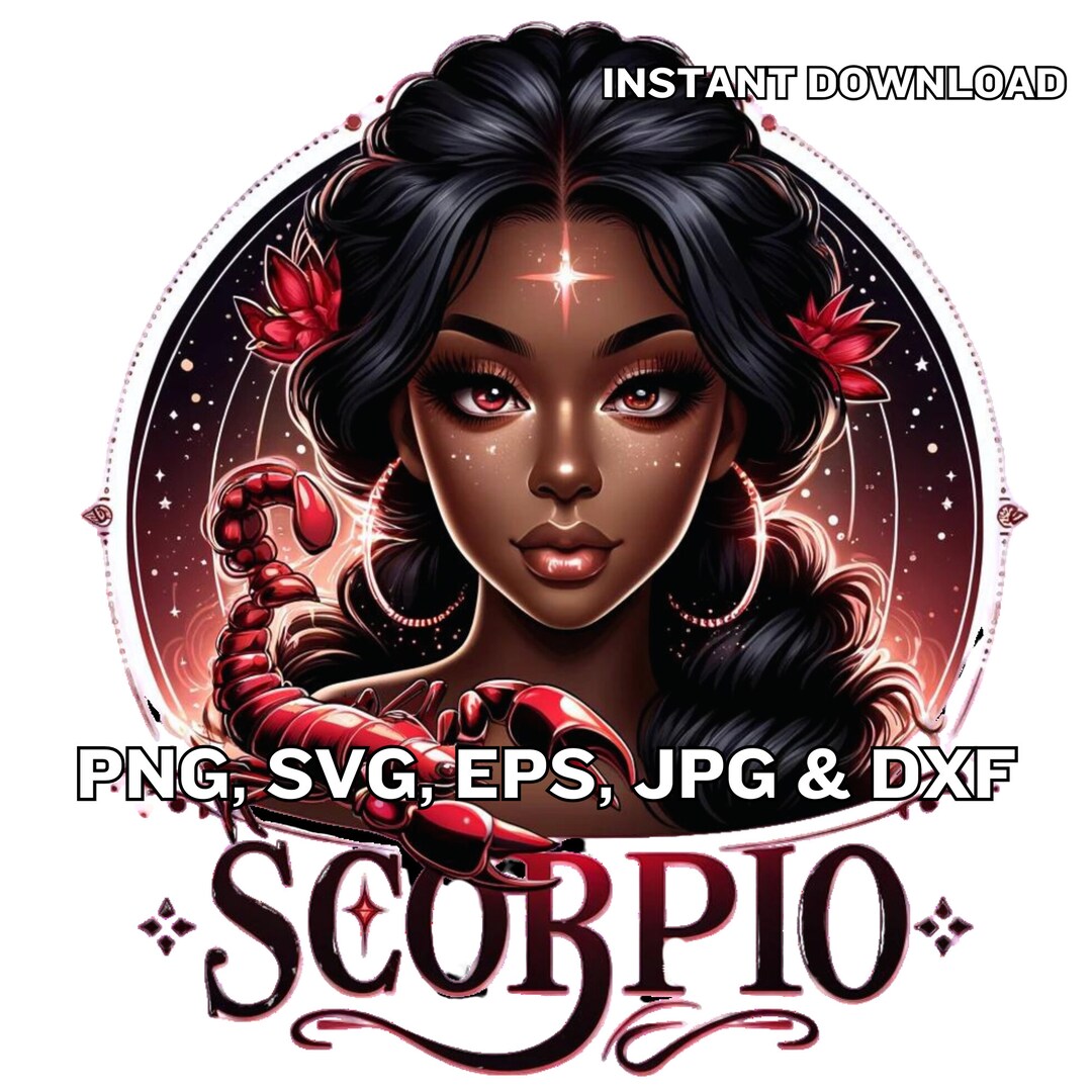 Scorpio Black Girl Stickers / Circuit Scorpio Black Women SVG PNG Jpg ...