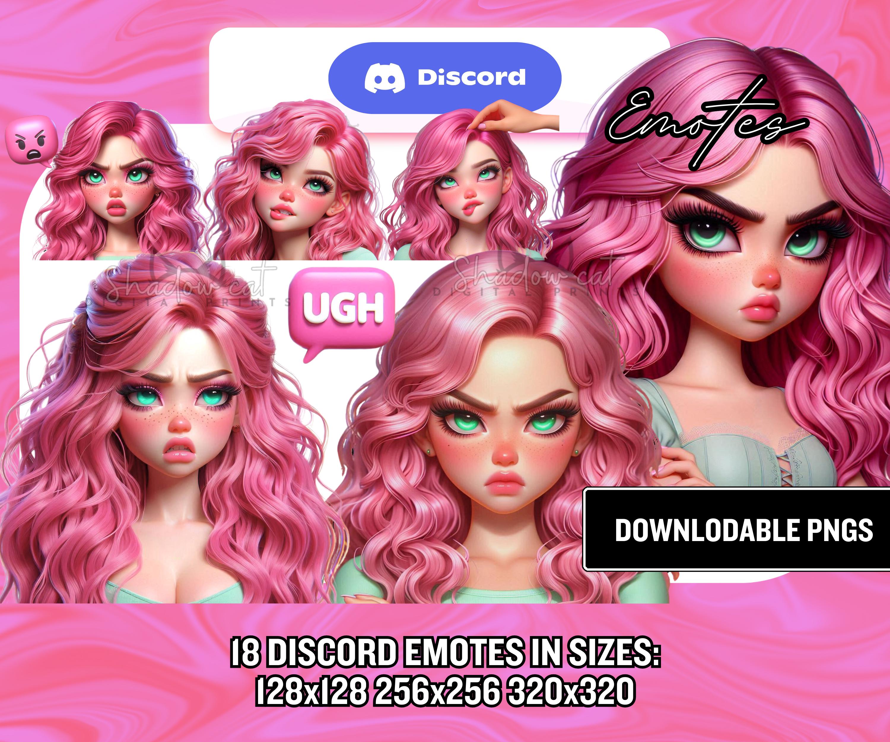 Discord Emotes / 30 Pink Hair Girl Emotes / Pink Haired Streamer Girl ...