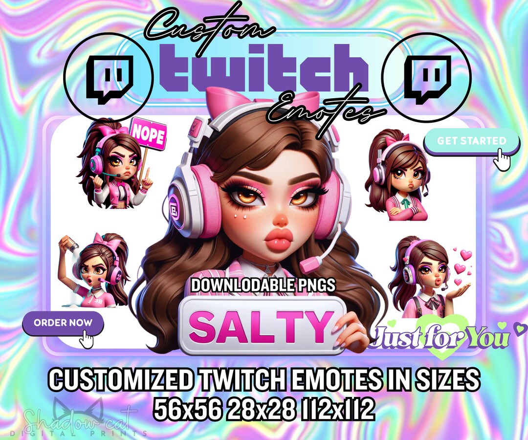Custom Twitch Emotes / Custom Gamer Girl Streamer Discord Emojis ...