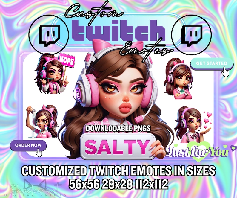 Custom Twitch Emotes / Custom Gamer Girl Streamer Discord Emojis ...