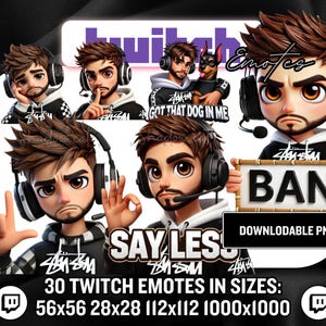 Male Twitch Emotes / 30 Brown Hair Guy Twitch Emojis / Boy Streamer ...