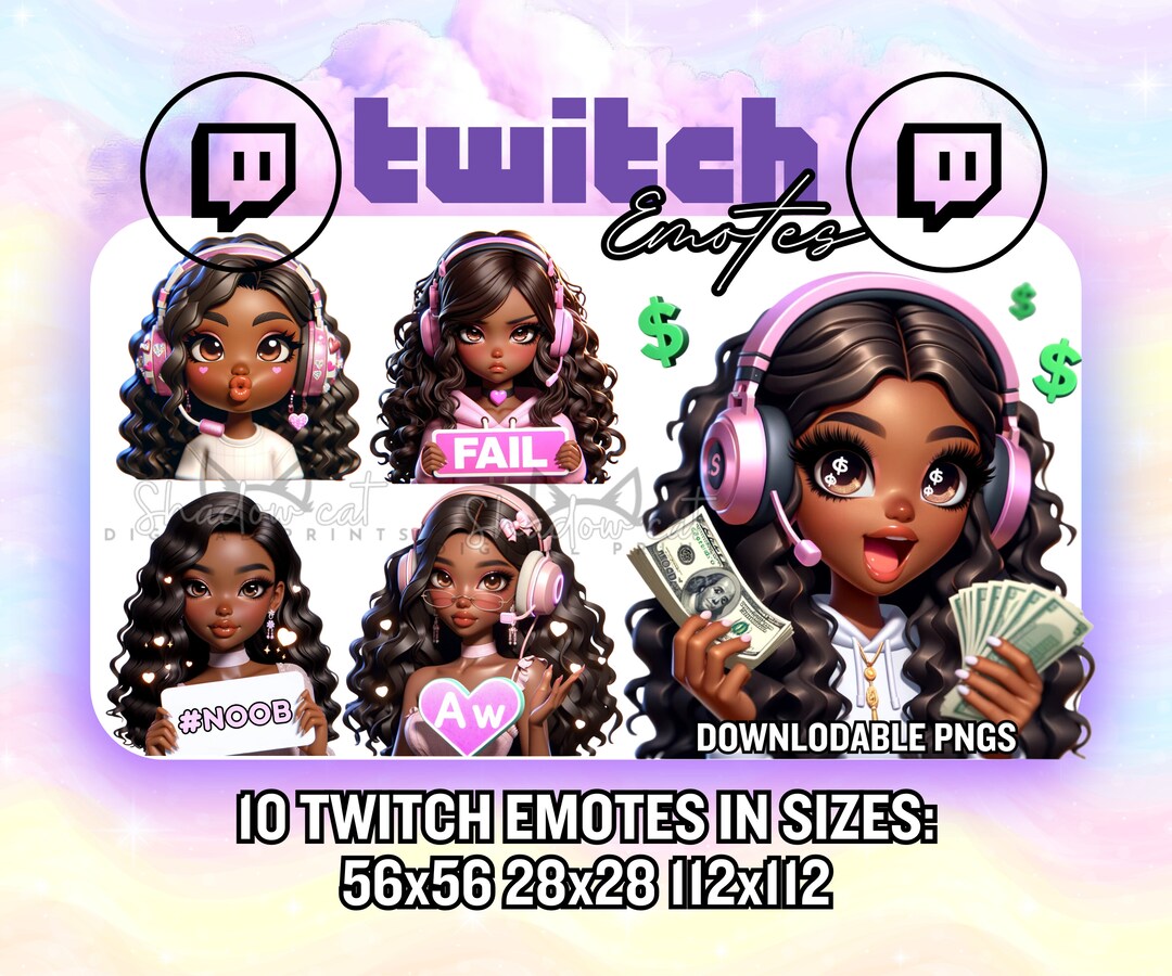 Black Girl Twitch Emotes / 10 Black Streamer Girl Emojis - Instant ...