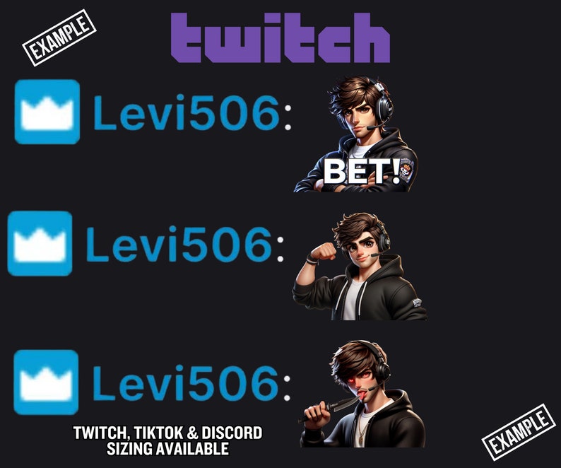 Custom Twitch Emotes / Custom Gamer Guy Streamer Discord Emojis / Male ...