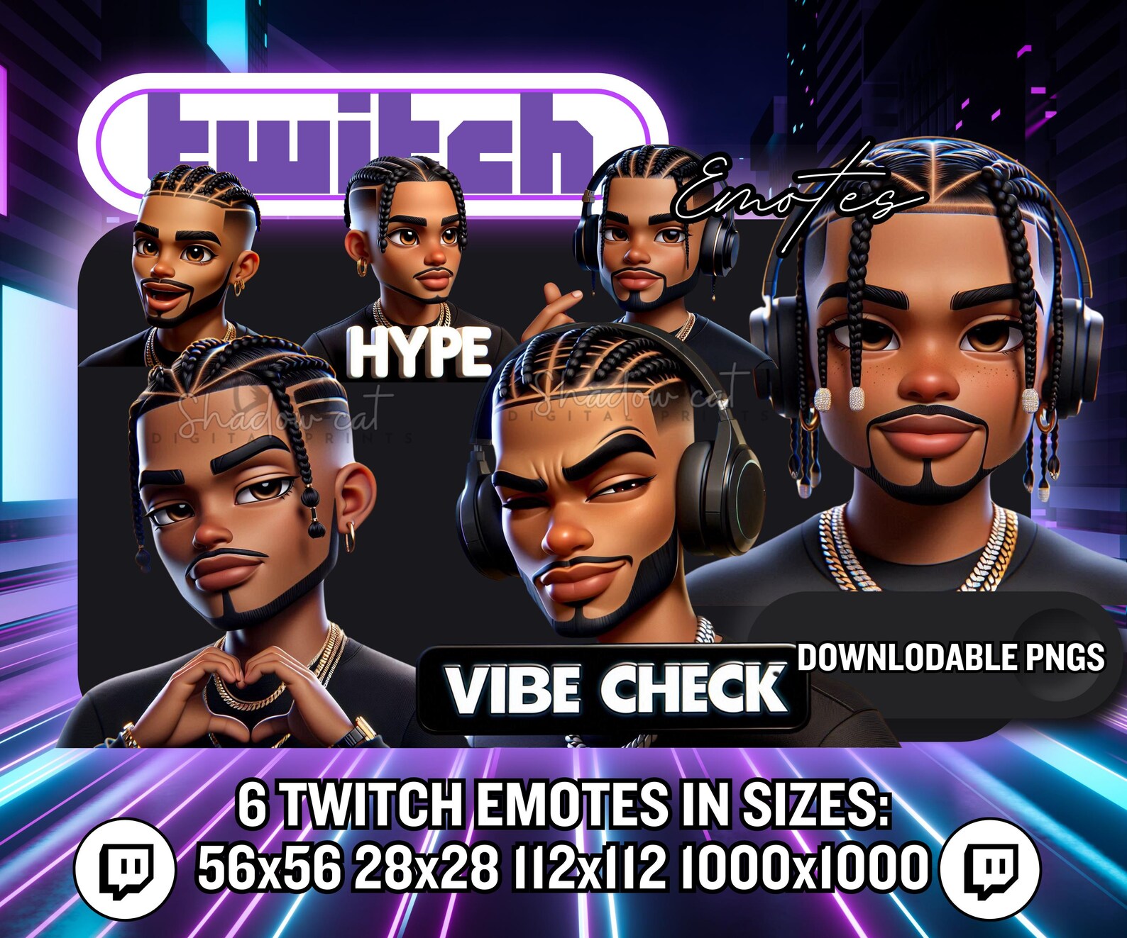 Black Man Gamer Twitch Emotes – PNG Instant Download - Etsy