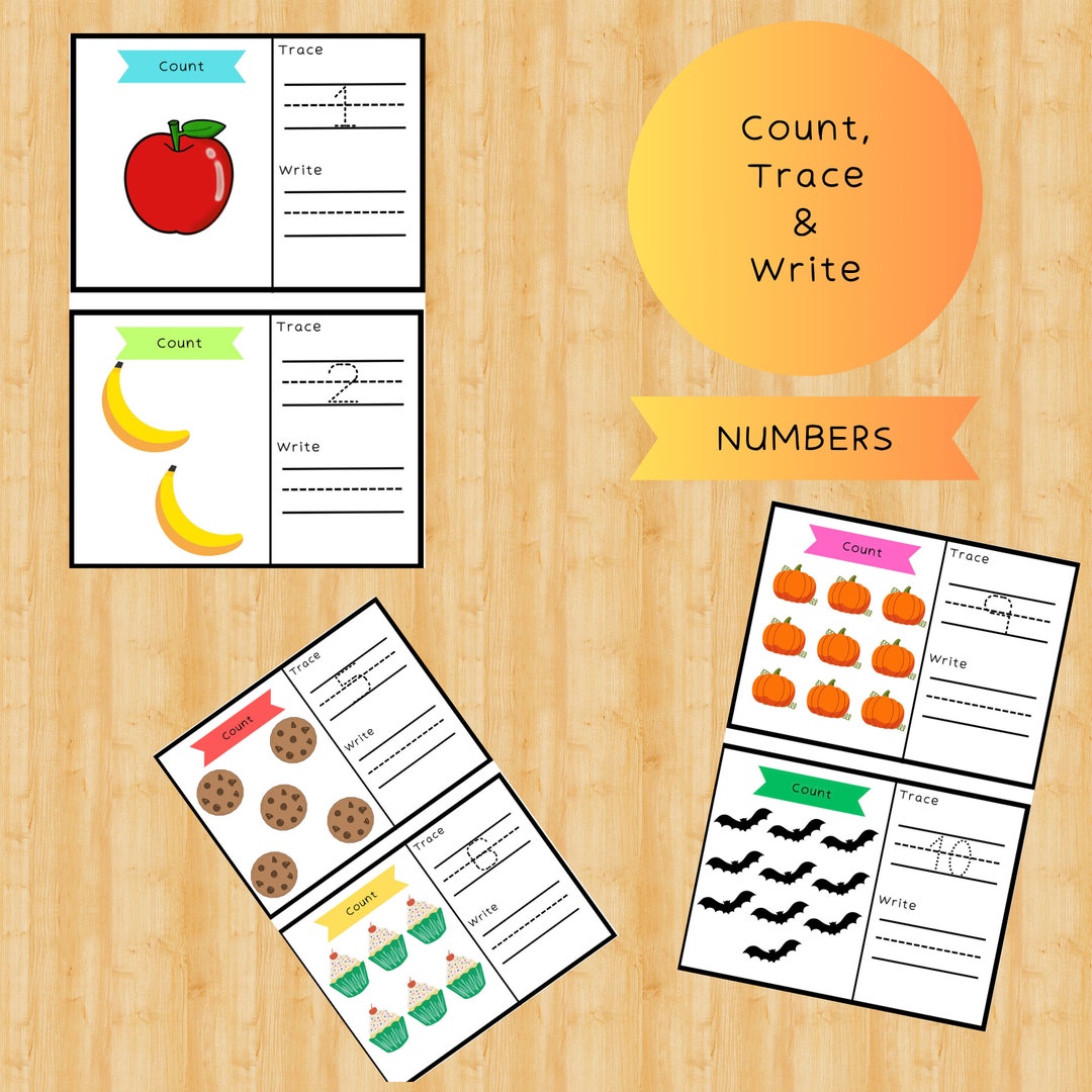 Count, Trace & Write Numbers - Etsy