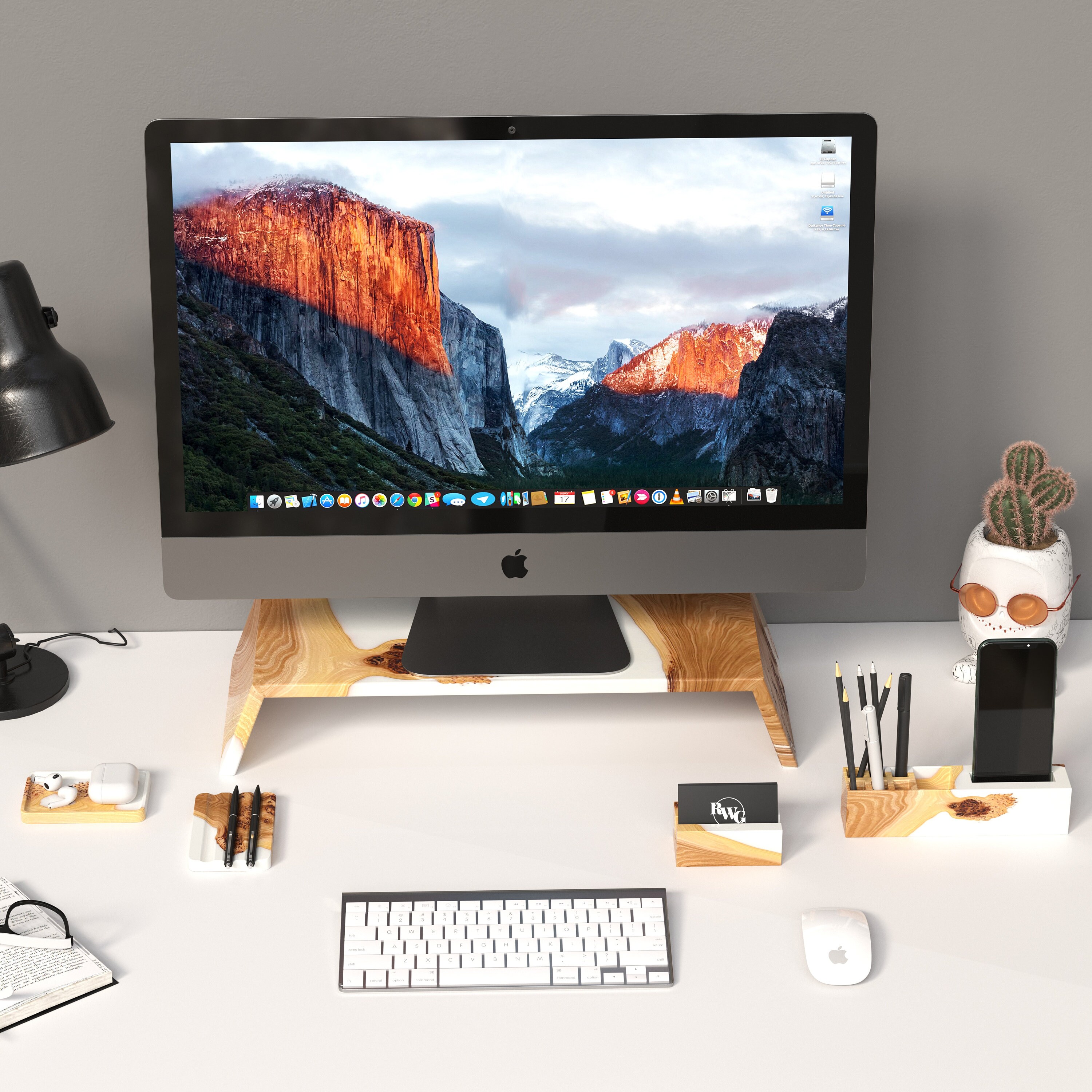 Handcrafted Epoxy and Wood Monitor Stand With Shelf Stylish - Etsy