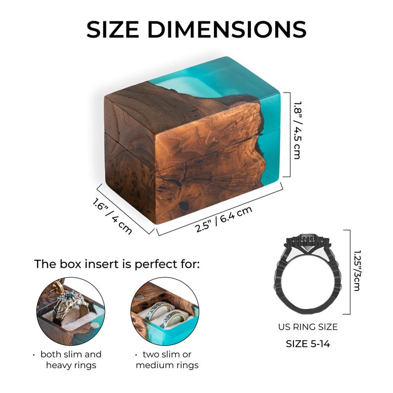 Wooden RING BOX With Epoxy. Custom Engagement Ring Box. Unique ...