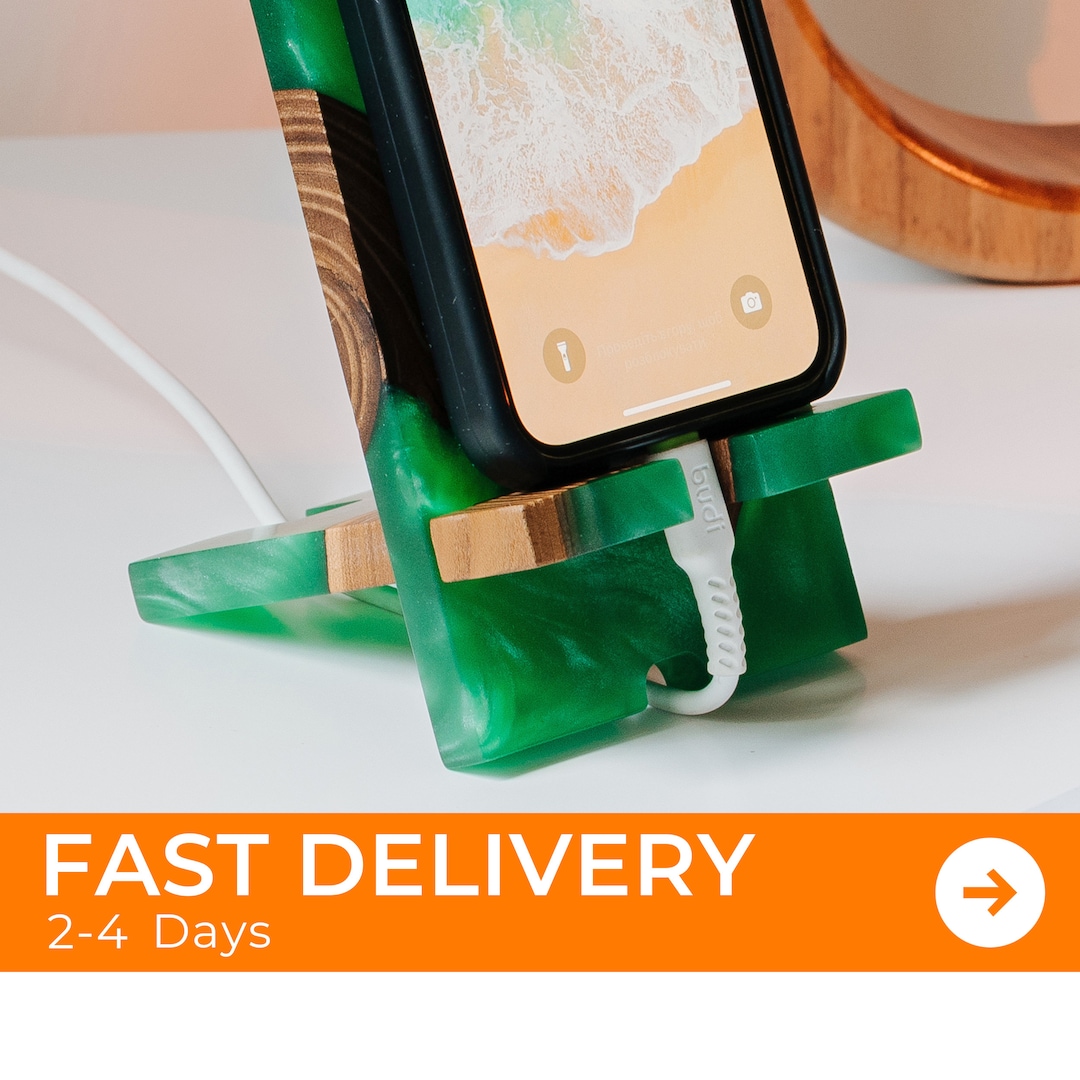 DESK PHONE STAND From Resin and Wood. Wooden iPhone Stand for Desk ...