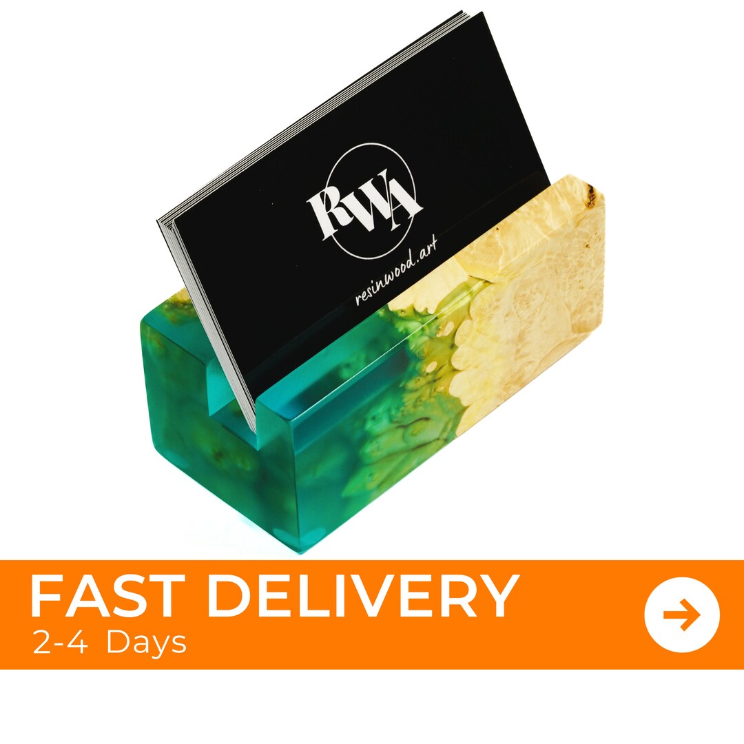 Resin and Wood BUSINESS CARD HOLDER. Elegant Card Holder for Photo ...