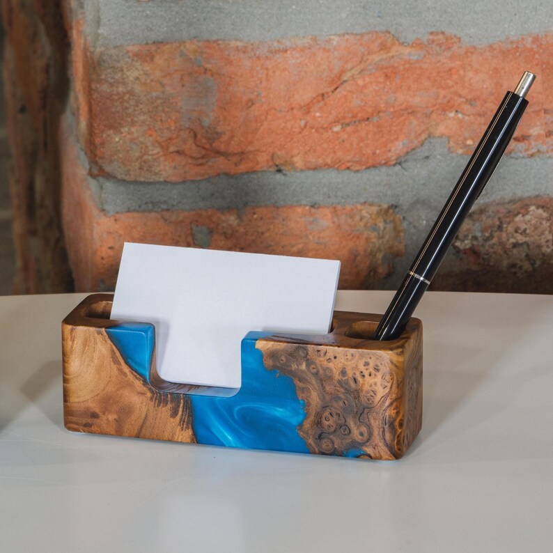 Custom Sticky Note Holder From Epoxy & Wood as Employee Gifts. Engraved ...