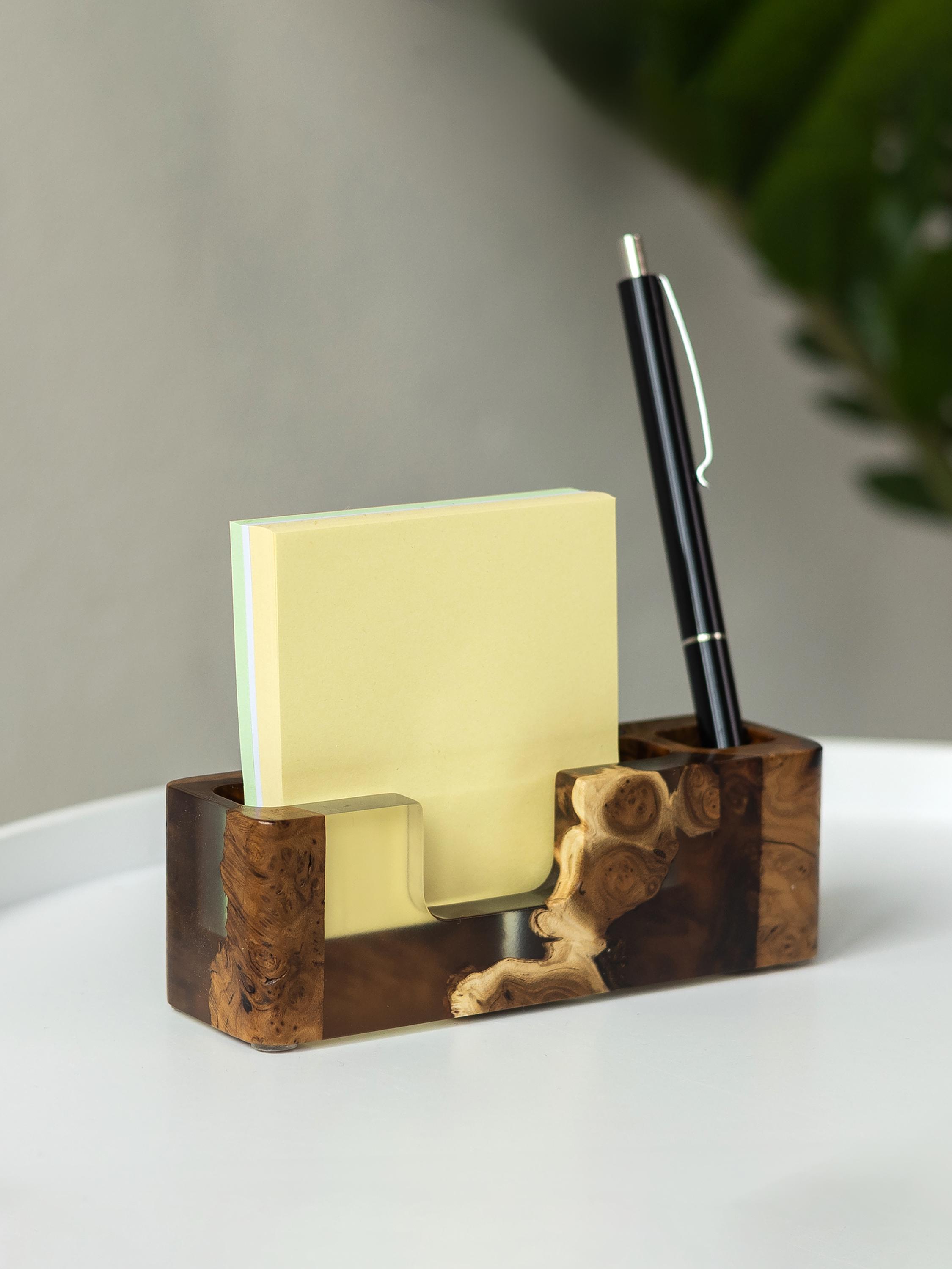 Custom Sticky Note Holder From Epoxy & Wood as Employee Gifts. Engraved ...