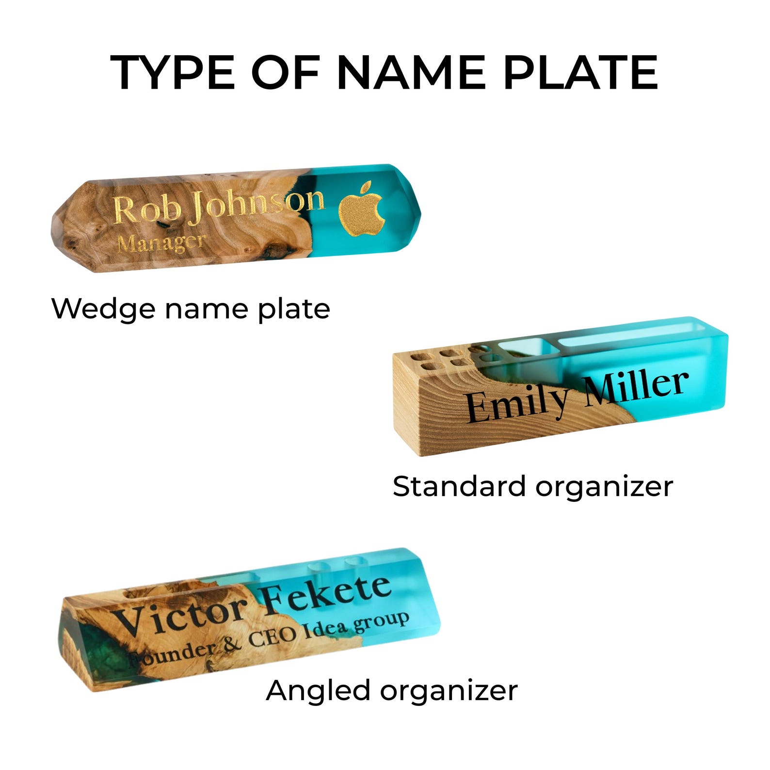 Custom Desk Name Plate With Pen Holder From Epoxy & Wood Corporate ...