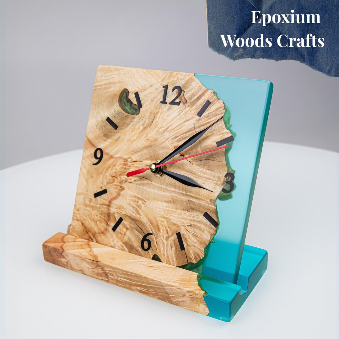Unique Table Clock From Epoxy & Wood as Mother in Law Gift ...