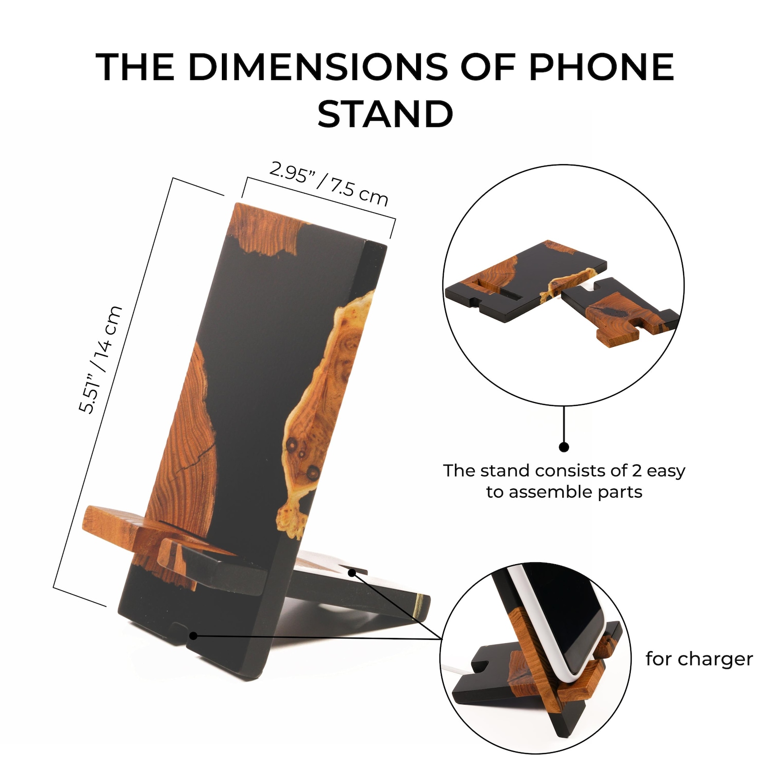 Custom PHONE STAND From Epoxy & Wood as Secret Santa Gift. Unique Desk ...