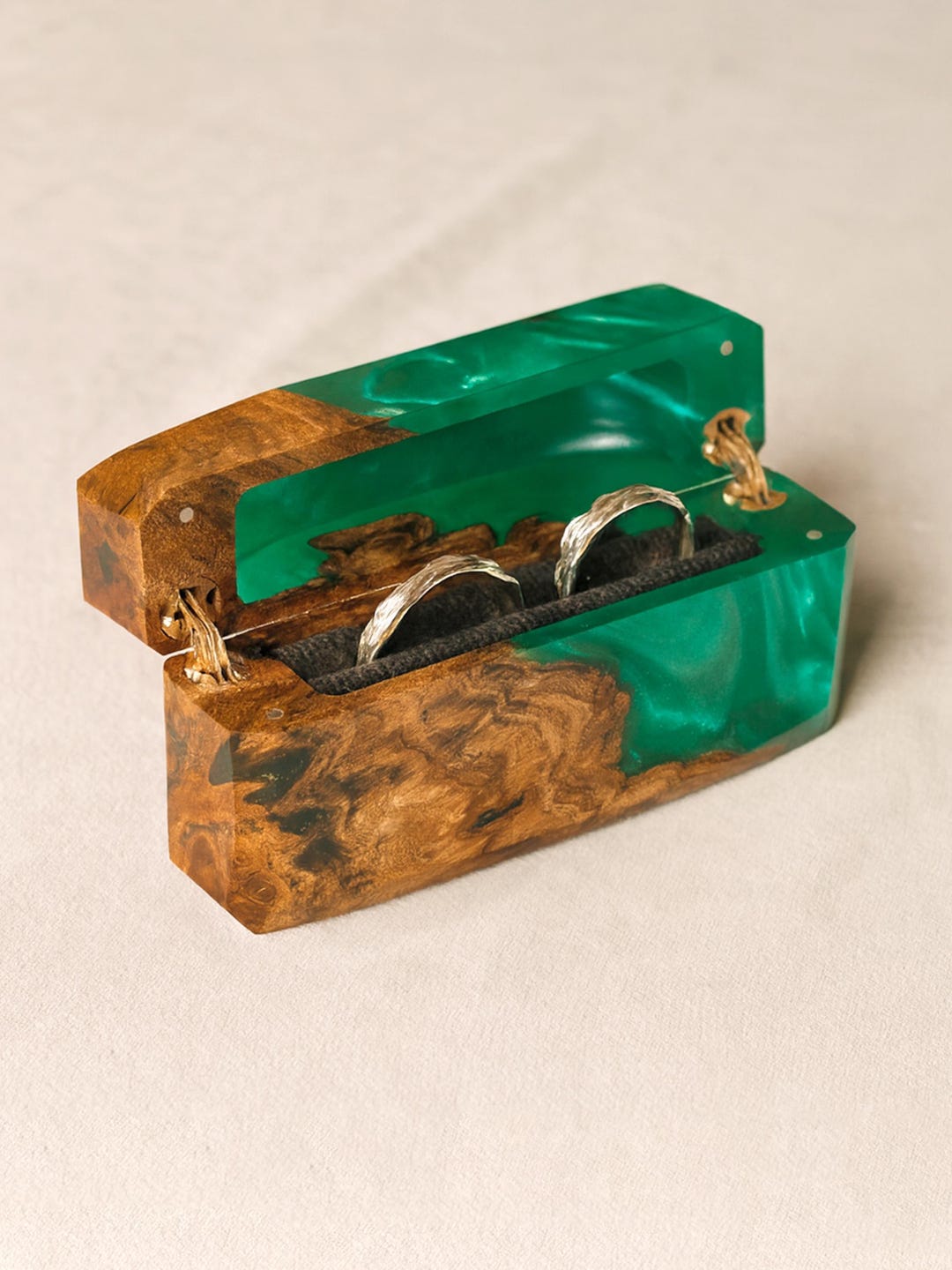 DOUBLE RING BOX From Epoxy & Wood. Engraved Wedding Ring Box ...