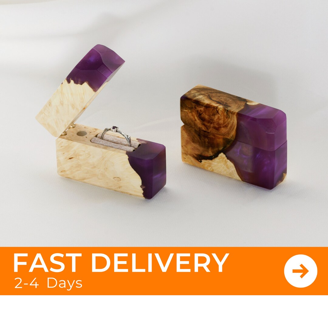 Engagement RING BOX for PROPOSAL. Purple Ring Box for Wedding Ceremony ...