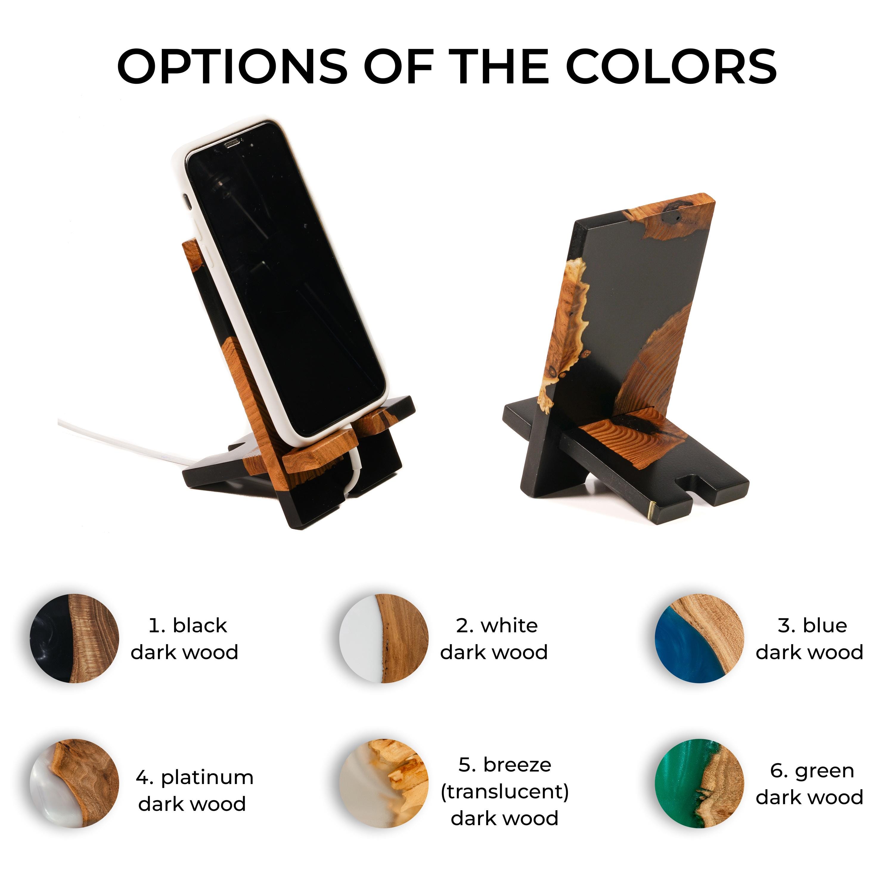 Custom PHONE STAND From Epoxy & Wood as Secret Santa Gift. Unique Desk ...