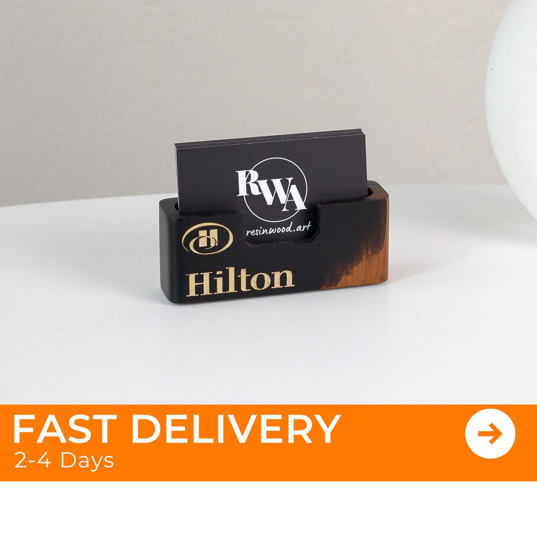 Logo Business Card Holder Personalized. Wood and Resin Business Card ...