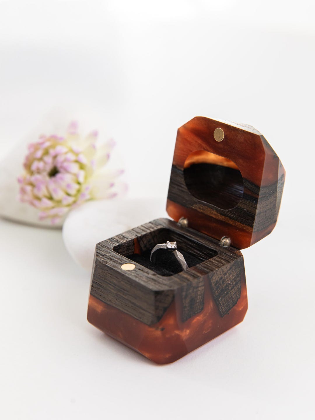 Handmade Wood Ring Box With Epoxy Resin. Luxury Engagement Ring Box ...