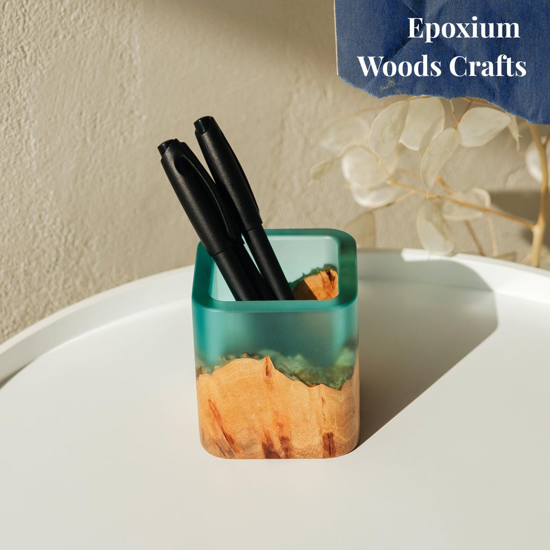 Resin and WOOD PEN HOLDER. Office Desk Accessories for Women. Best ...