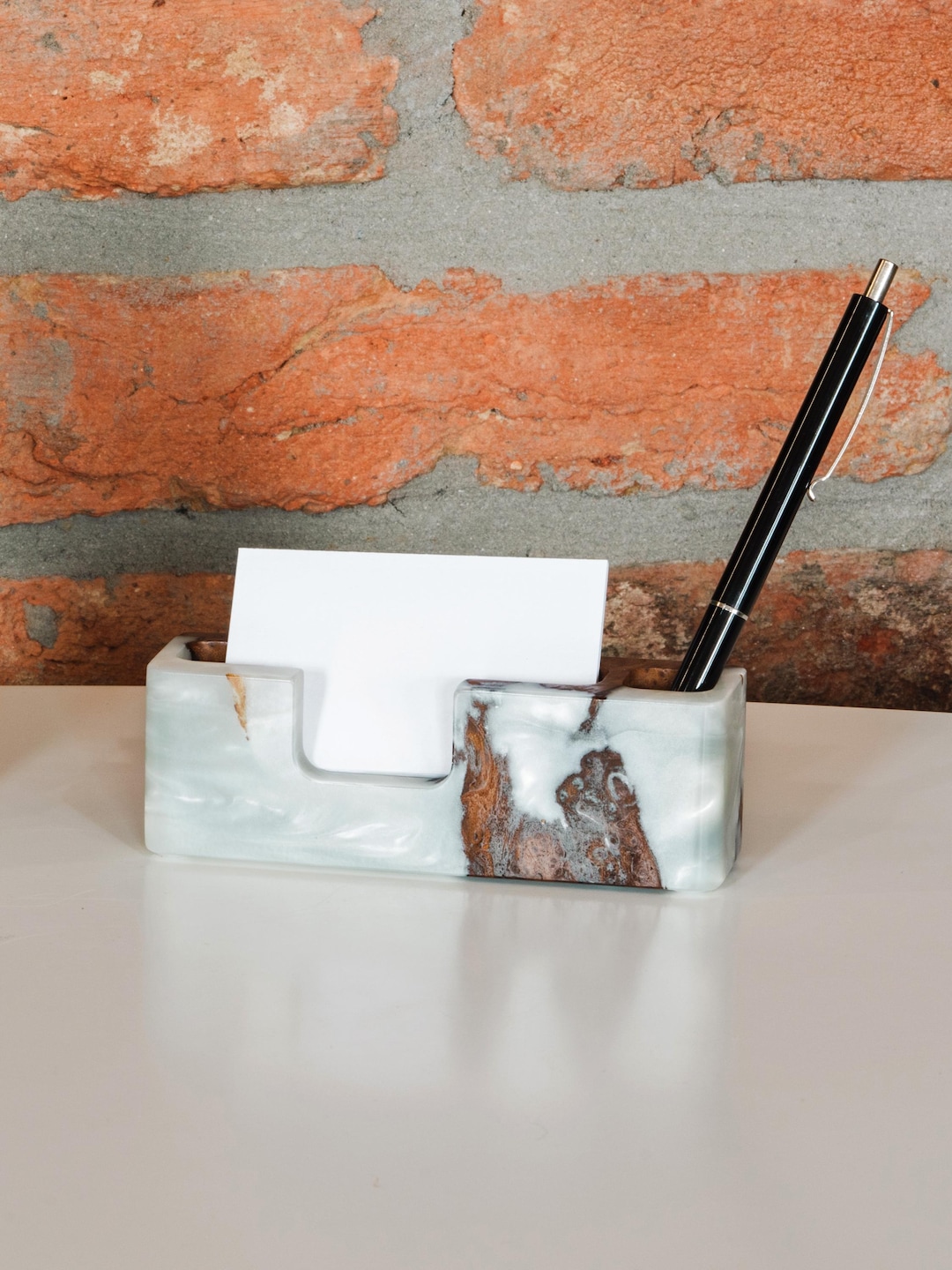 Pearl Resin & Wood Sticky Note Holder as Corporate Gifts. Wooden Desk ...