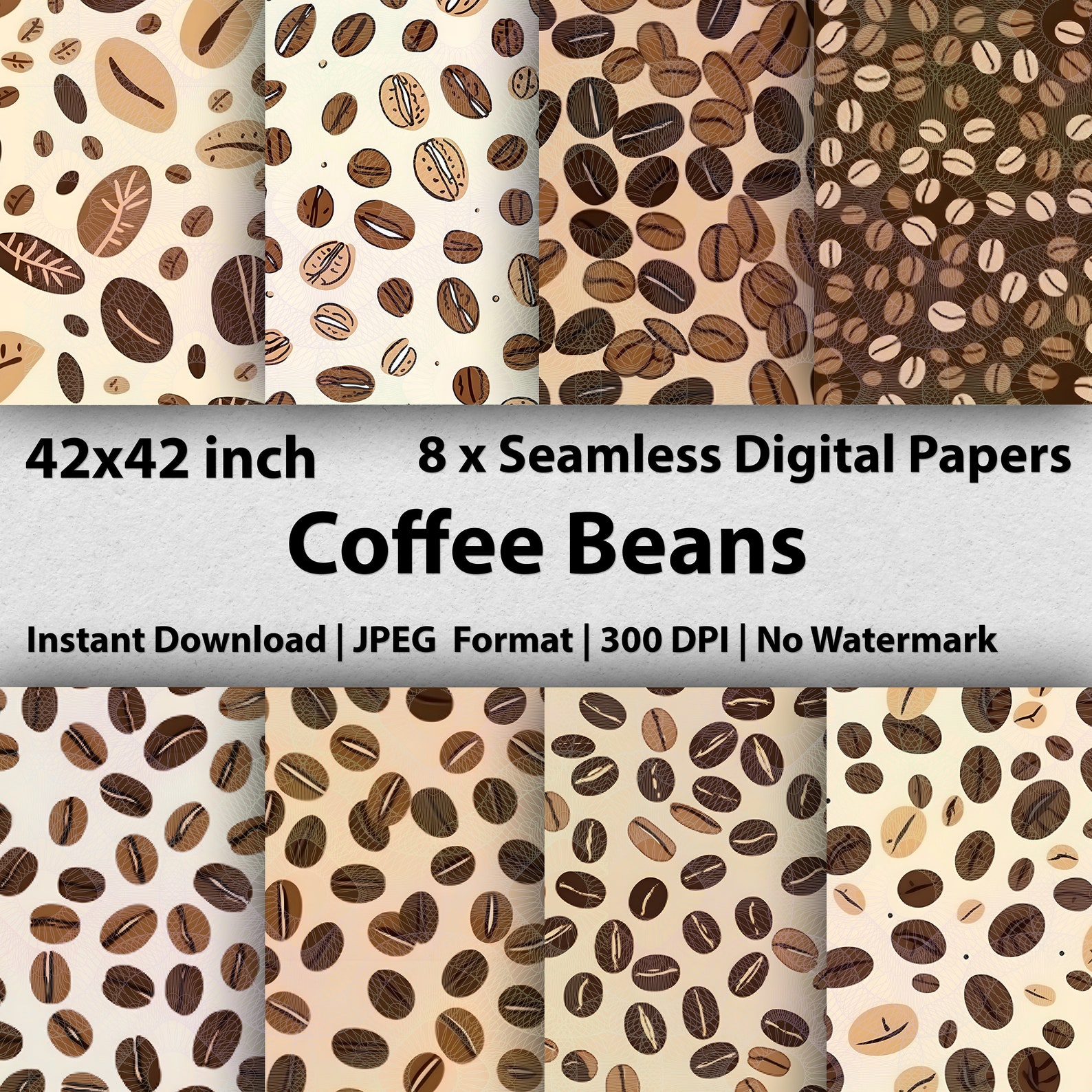 Coffee Bean Digital Paper: Seamless Brew Patterns (digital Download) - Etsy