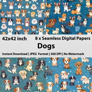 8 Dogs Digital Papers Good Boys Patterns Printable Puppies Scrapbook ...