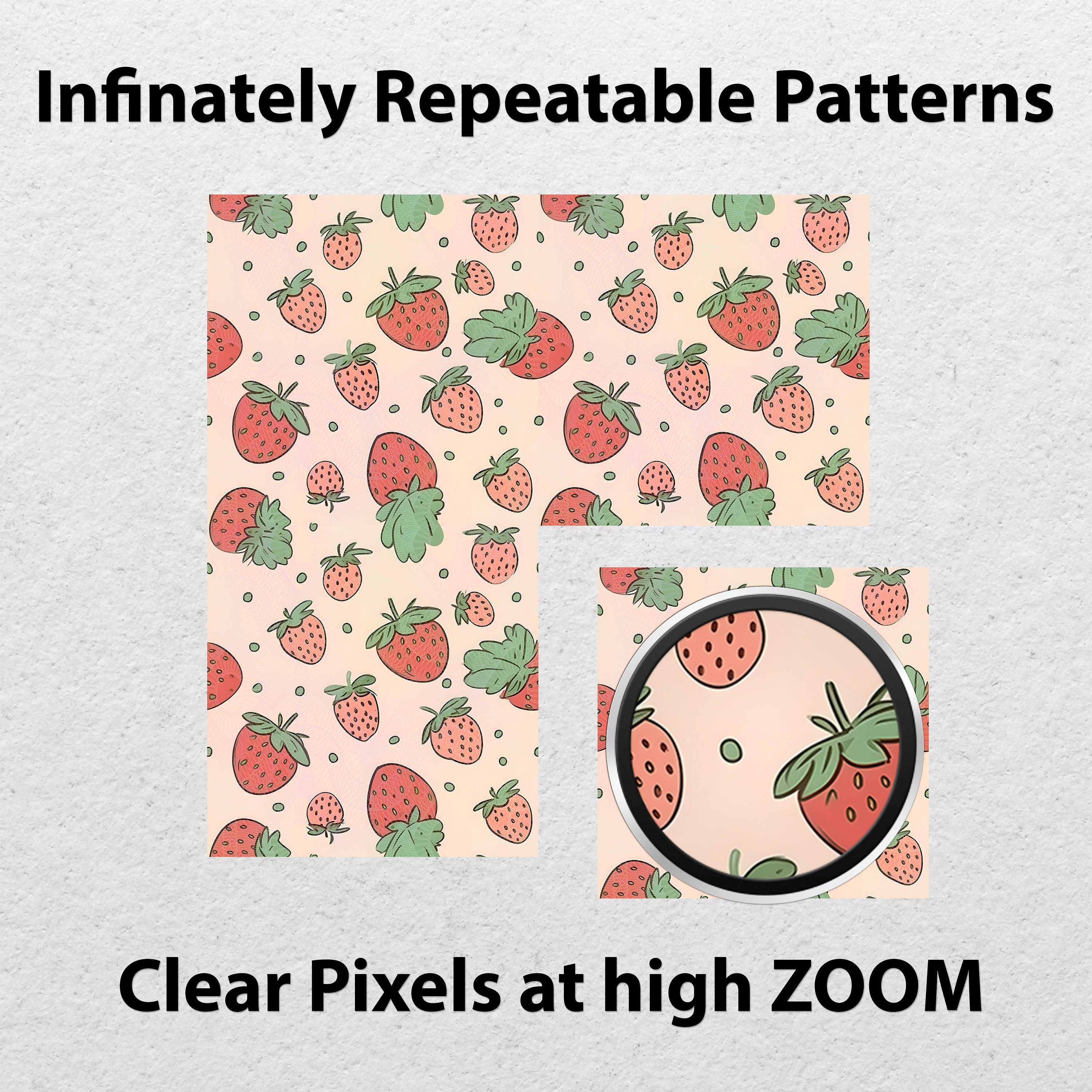 12 Strawberry Repeating Digital Paper Designs, 3D Strawberry Patterns ...
