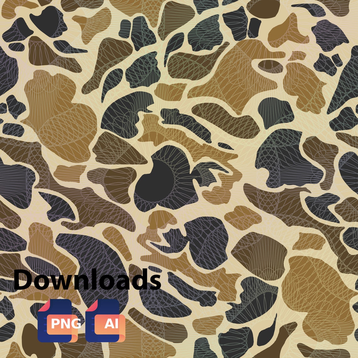 Vintage Camo Digital Paper, Camouflage Duck Hunting Patterns Pintable ...