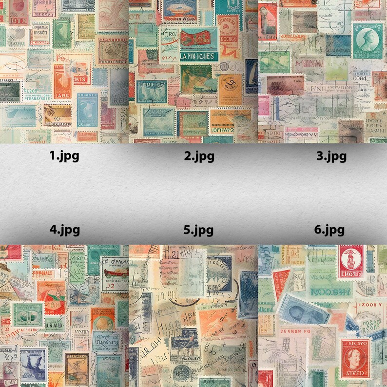 6 Stamps Digital Paper Postage Stamp Patterns Postal Stamps - Etsy