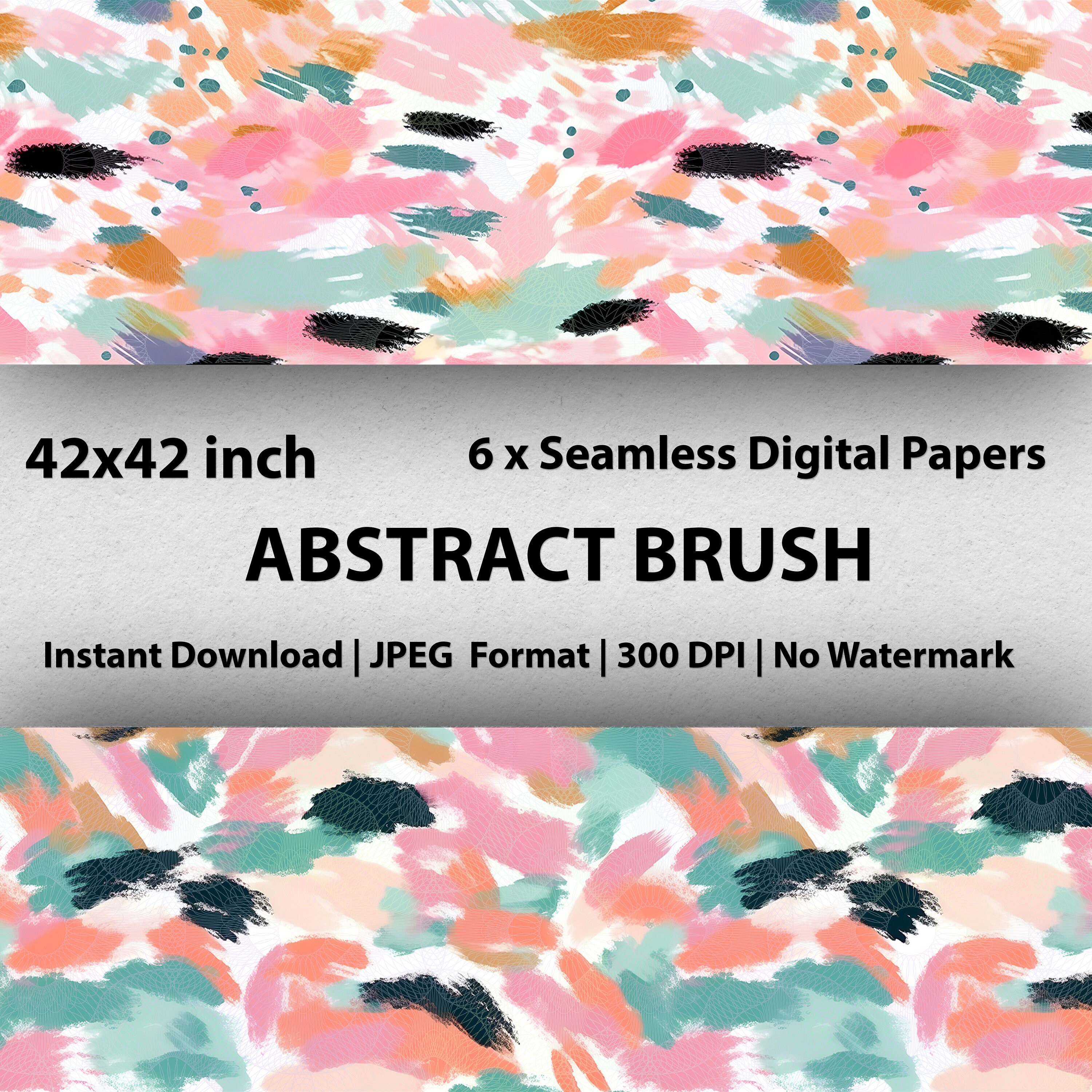 6 Abstract Brush Stroke Digital Papers, Artistic Patterns, Printable ...