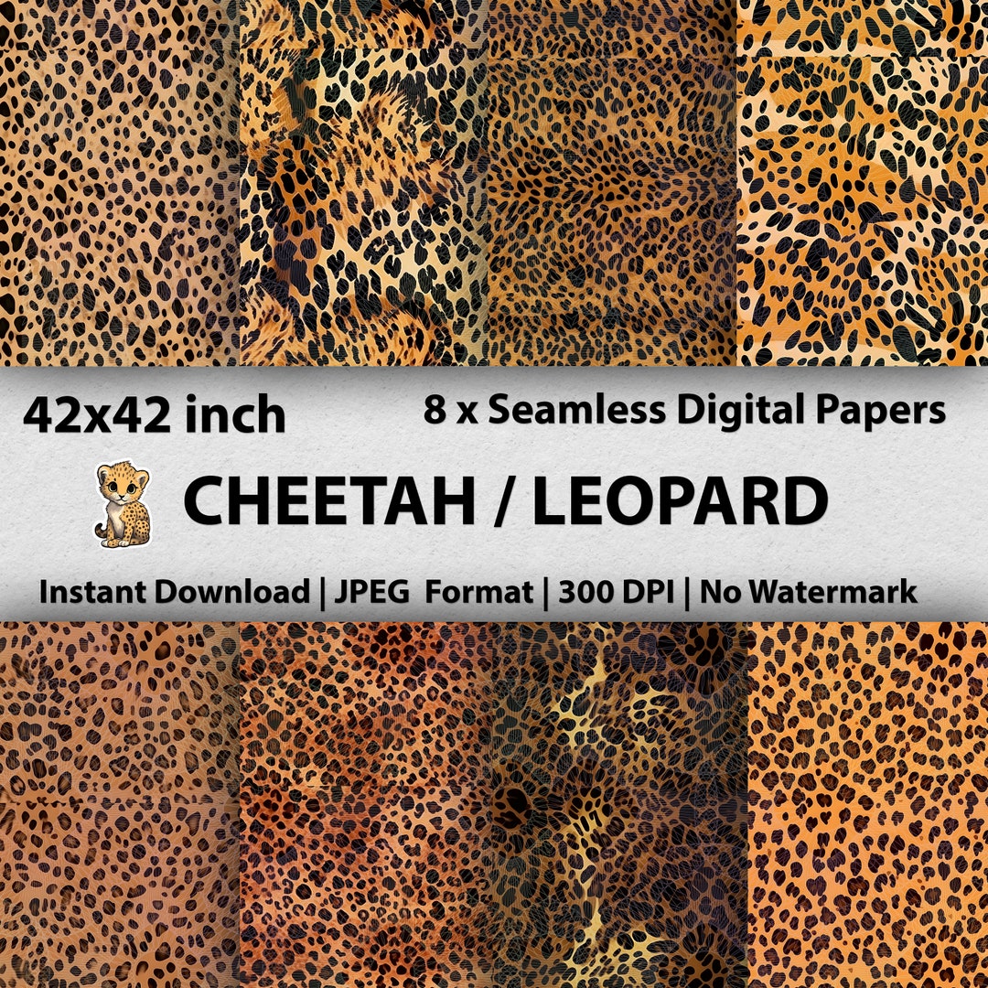 Cheetah Digital Leopard Print Digital Paper for Her Animal Scrapbook ...
