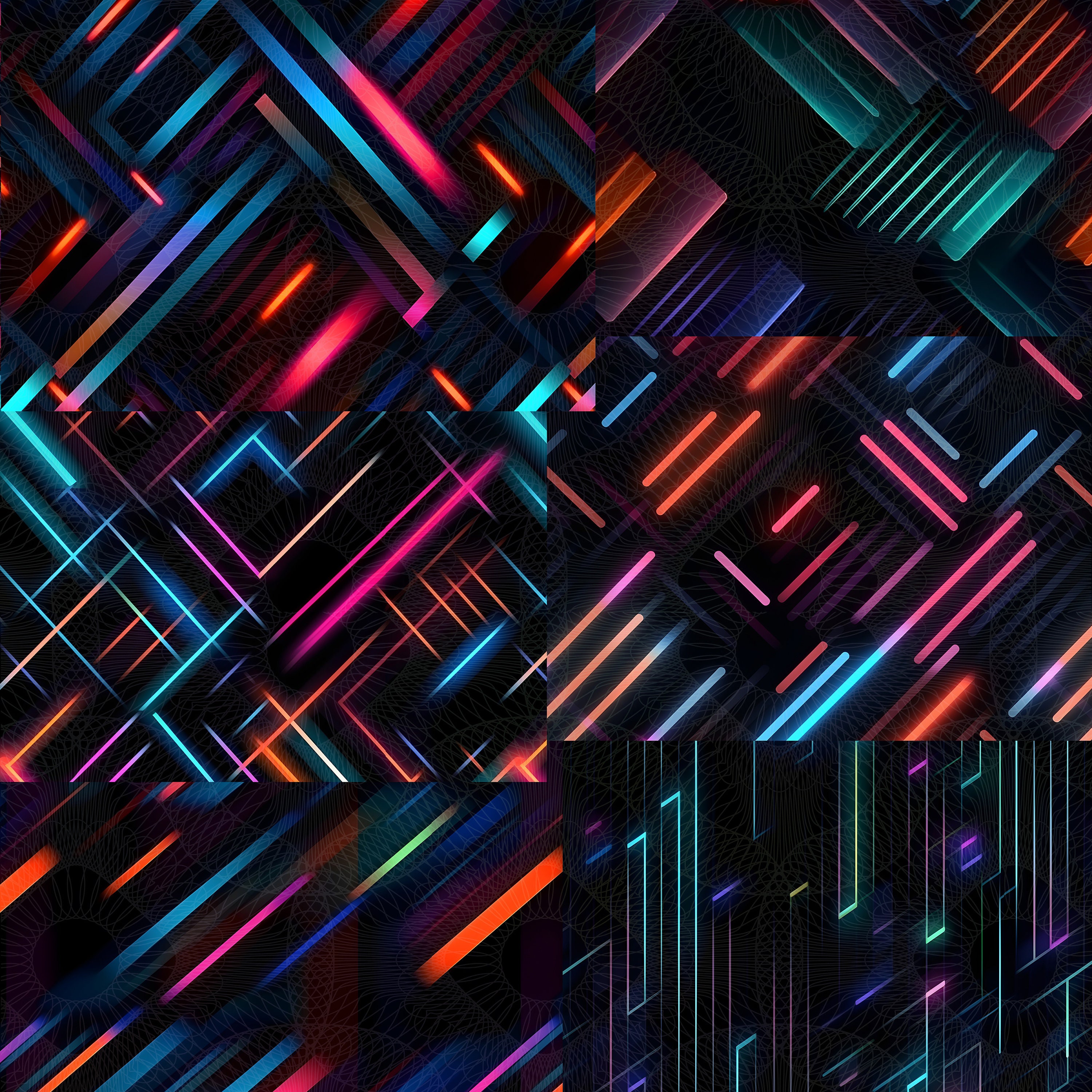 Abstract Neon Lights Seamless Pattern Glass Shards Texture Neon Digital ...