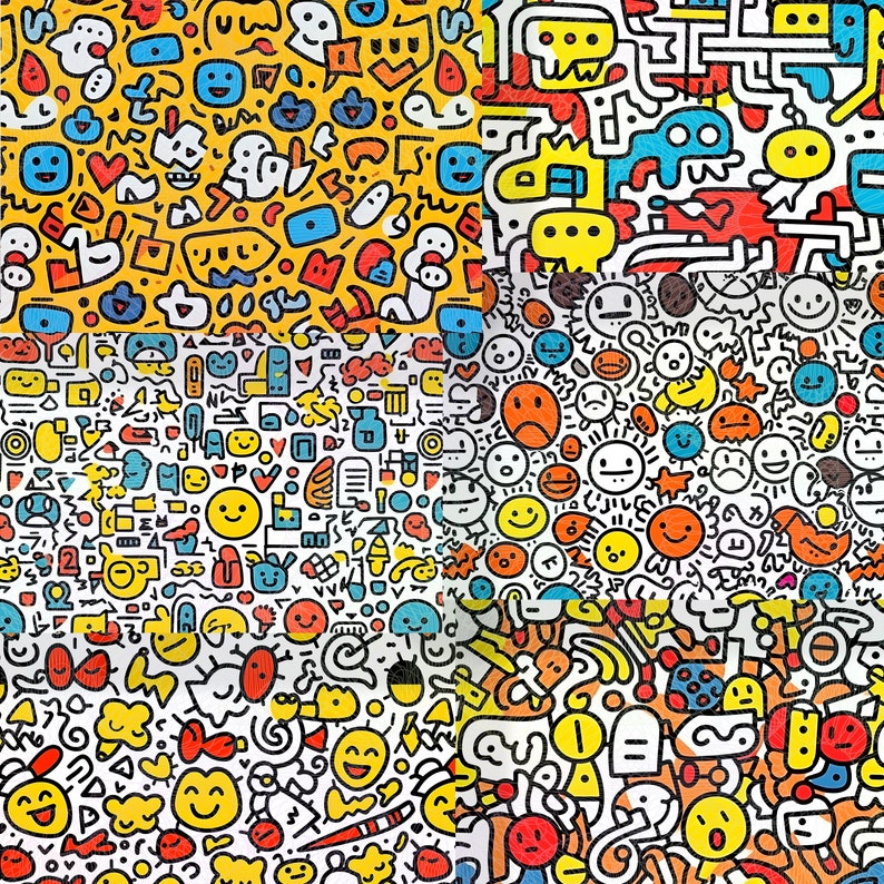 Colorful Smile Emoticons Seamless Pattern Colourful Smileys Texture ...