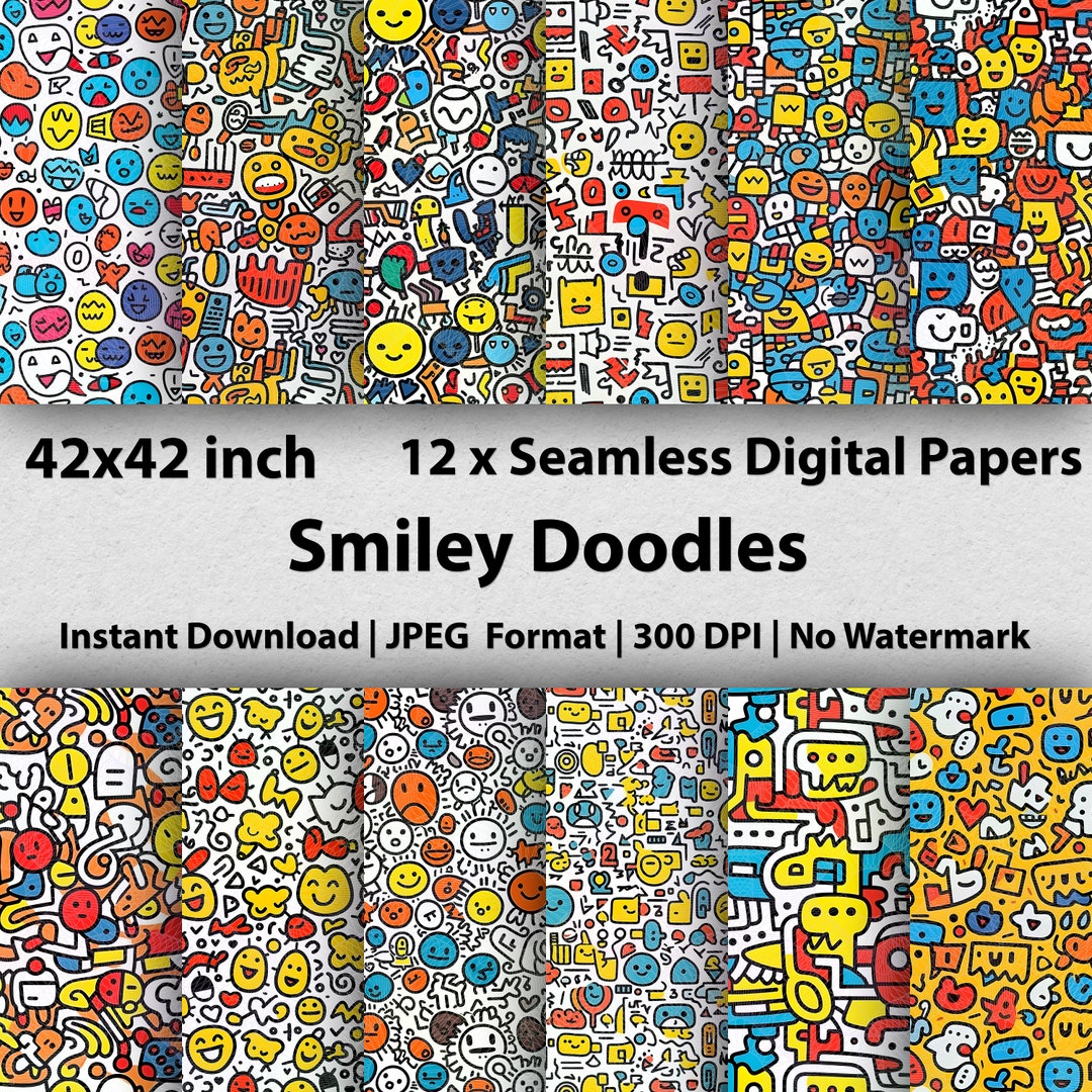 Colorful Smile Emoticons Seamless Pattern Colourful Smileys Texture ...