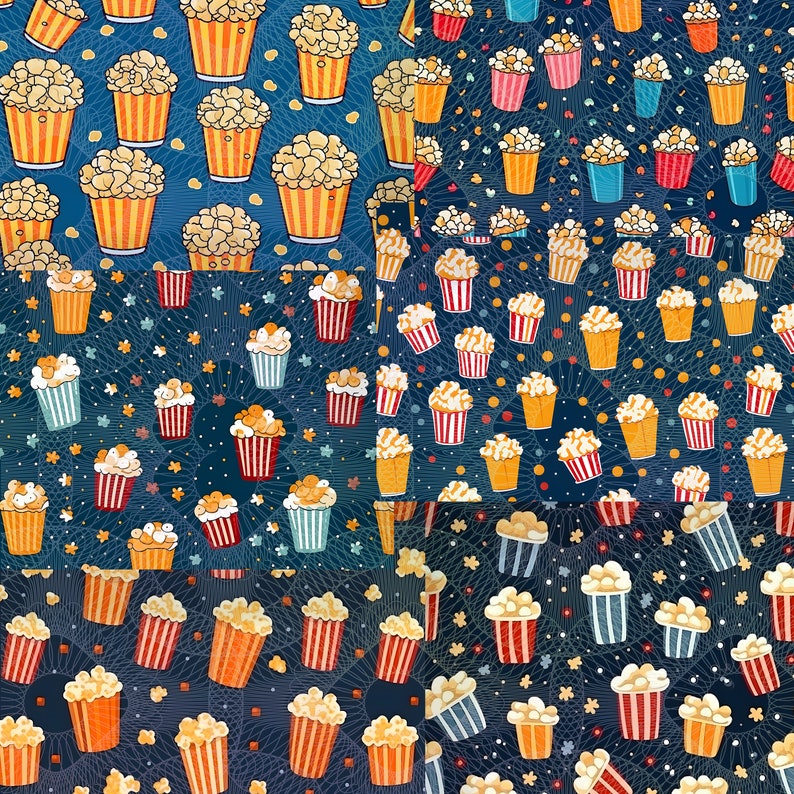 12 Popcorn Confection Digital Paper Popcorn Digital Patterns - Etsy