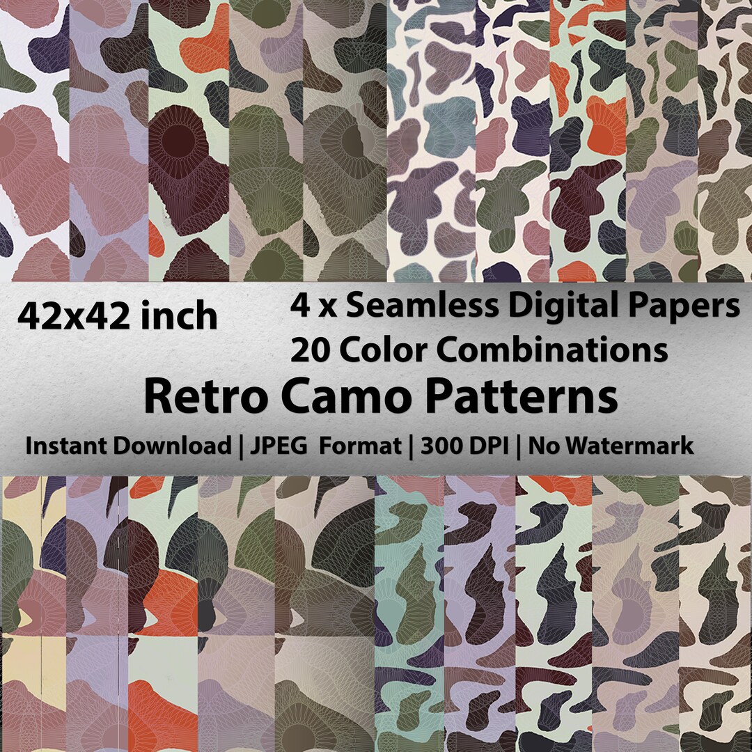 Vintage Camo Variations Digital Paper Pack, Camouflage, Duck Hunting ...