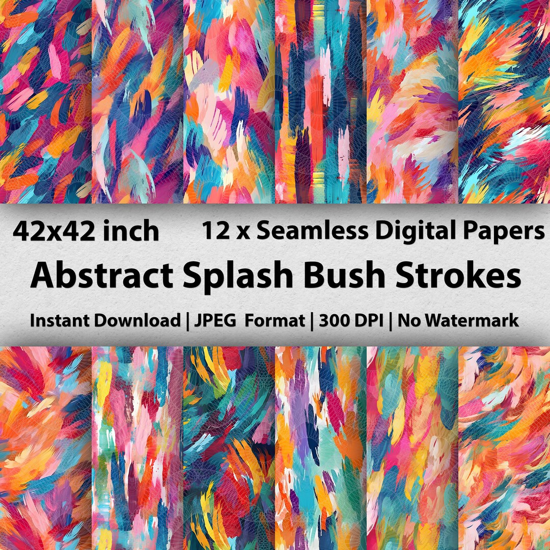 12 Brush Strokes Digital Paper Brushstrokes Patterns Unique Brushwork ...