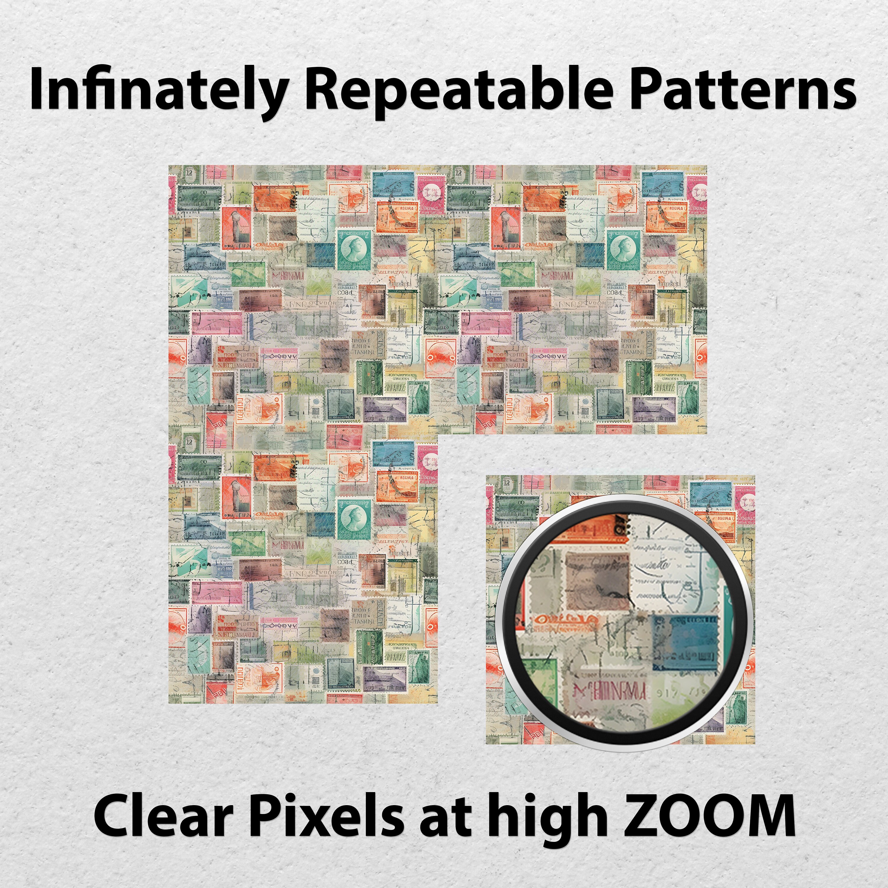 6 Portage Stamp Digital Paper Stamps Patterns Postal Stamps Unique ...