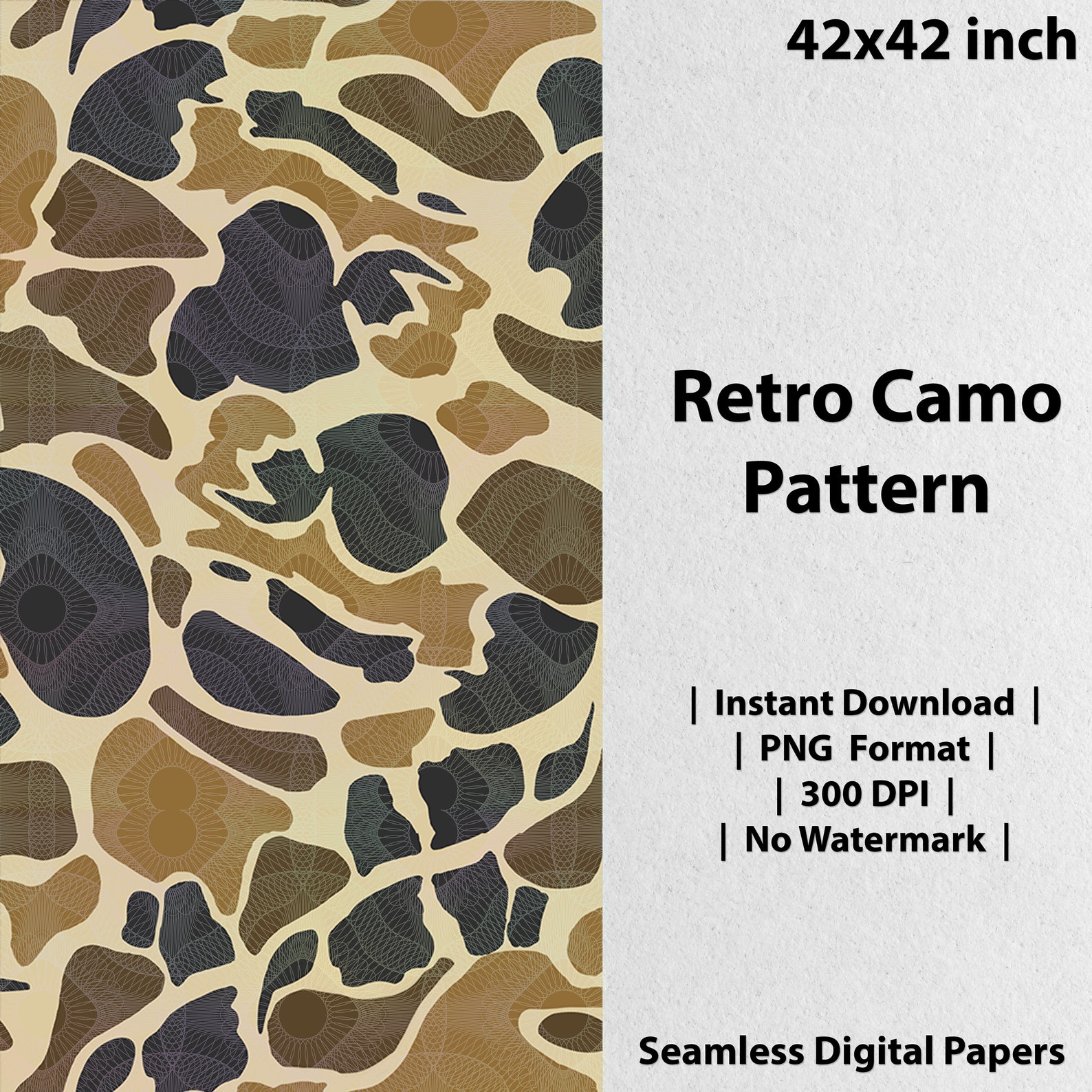 Vintage Camo Digital Paper, Camouflage Duck Hunting Patterns Pintable ...